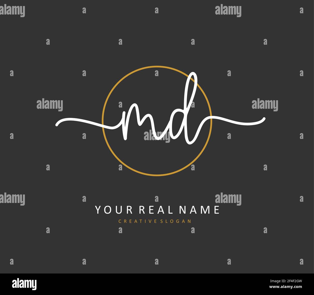 MD Initial letter handwriting and signature logo. A concept handwriting ...