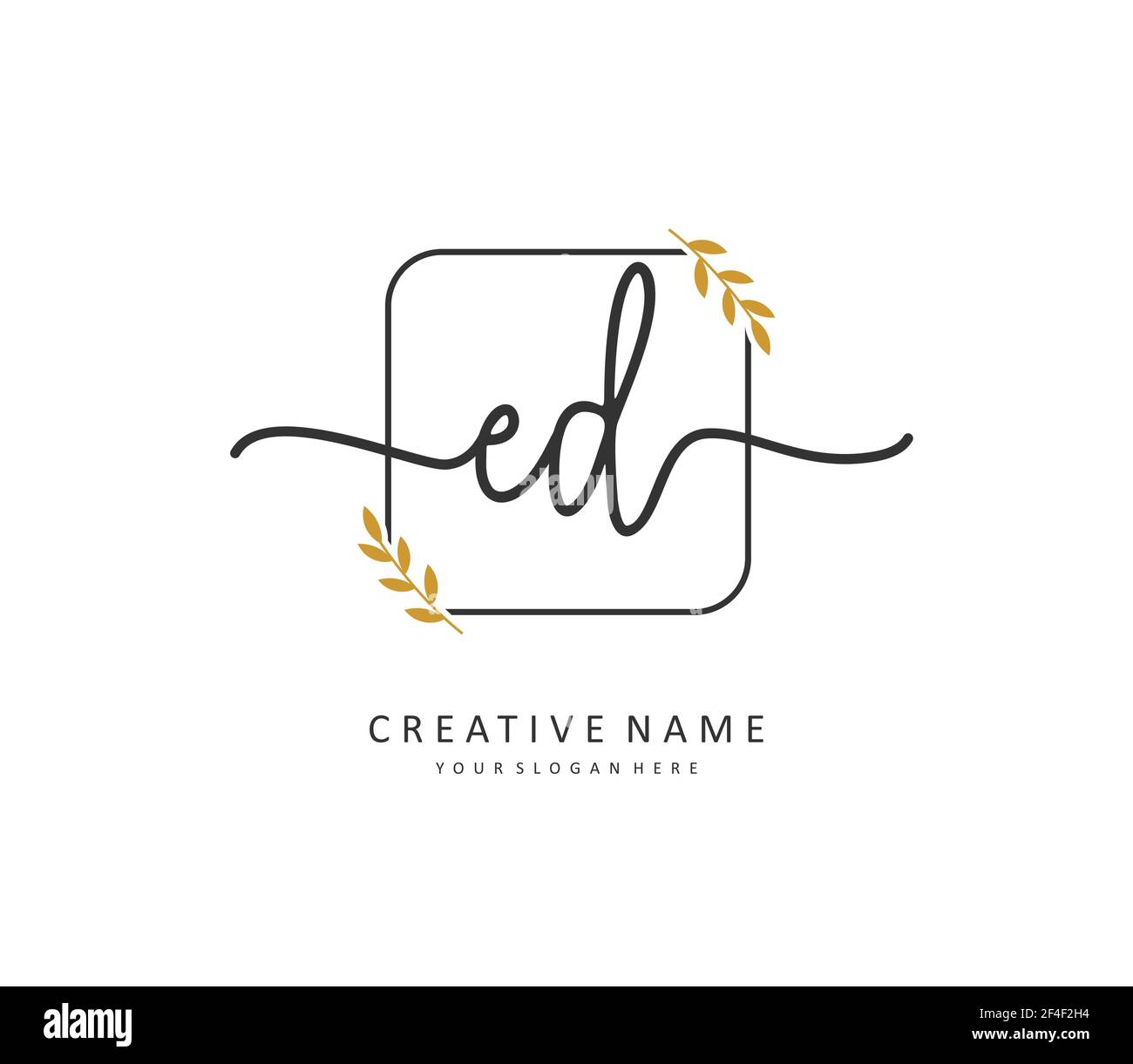 ED Initial letter handwriting and signature logo. A concept handwriting ...