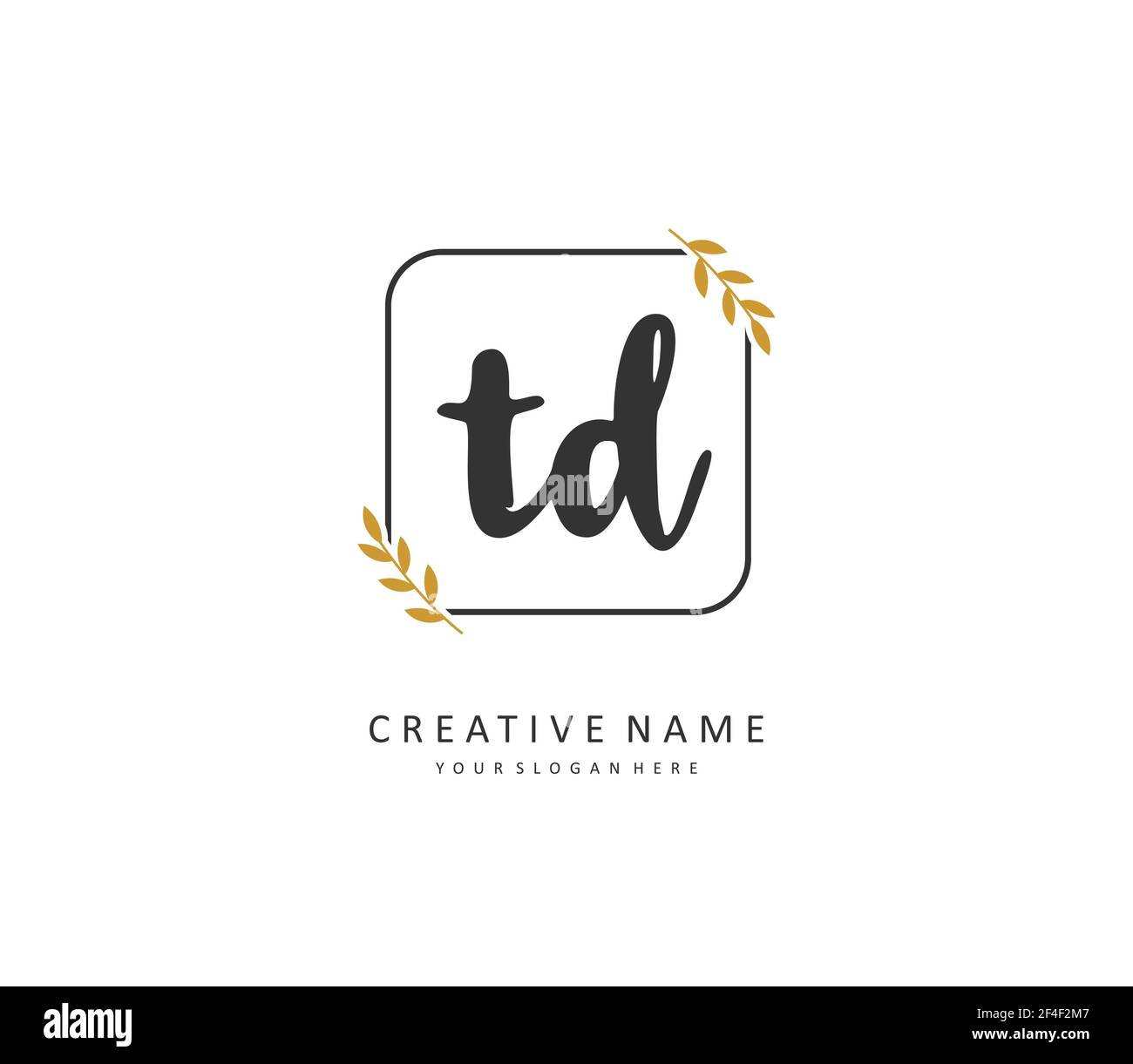 TD Initial letter handwriting and signature logo. A concept handwriting ...