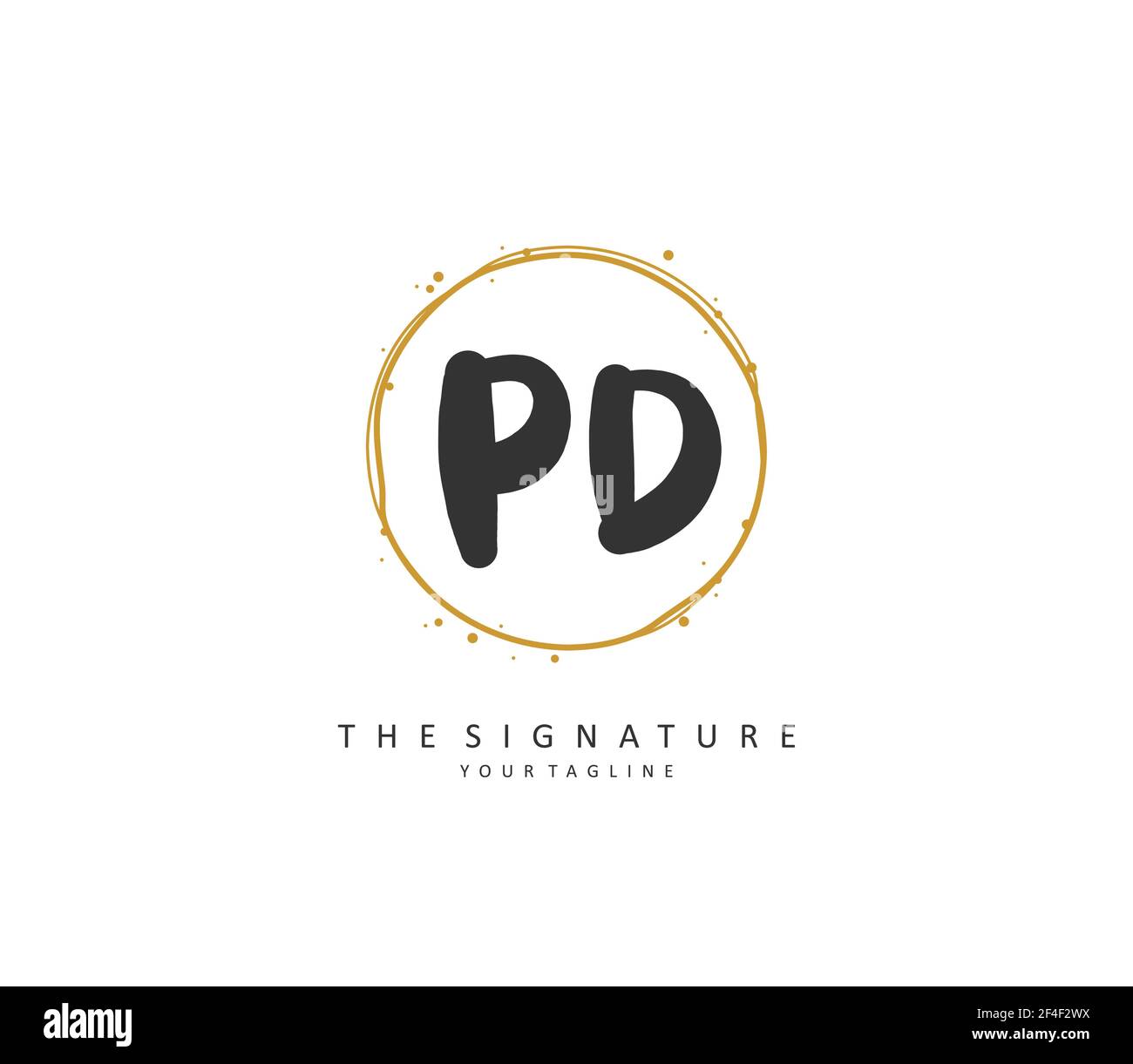 PD Initial letter handwriting and signature logo. A concept handwriting ...