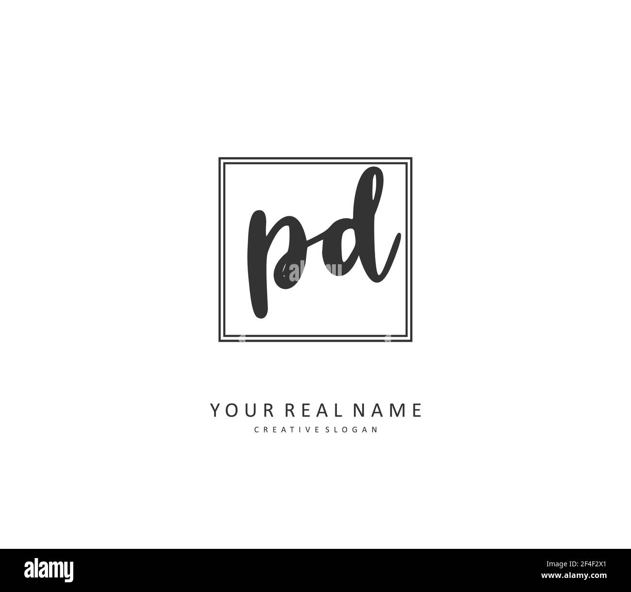 PD Initial letter handwriting and signature logo. A concept handwriting ...