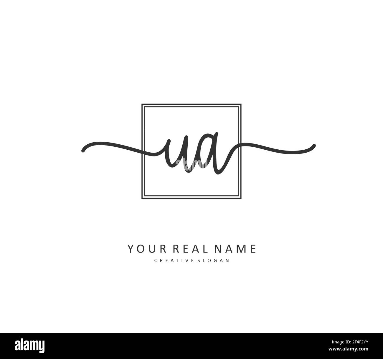 U A UA Initial letter handwriting and signature logo. A concept ...