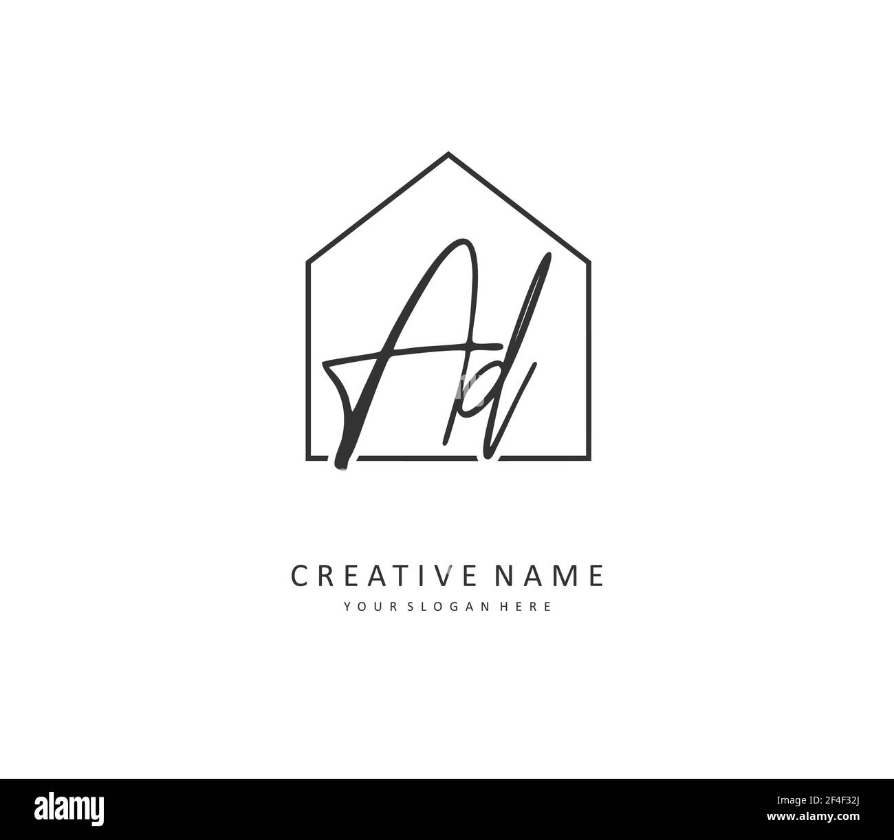 AD Initial letter handwriting and signature logo. A concept handwriting ...