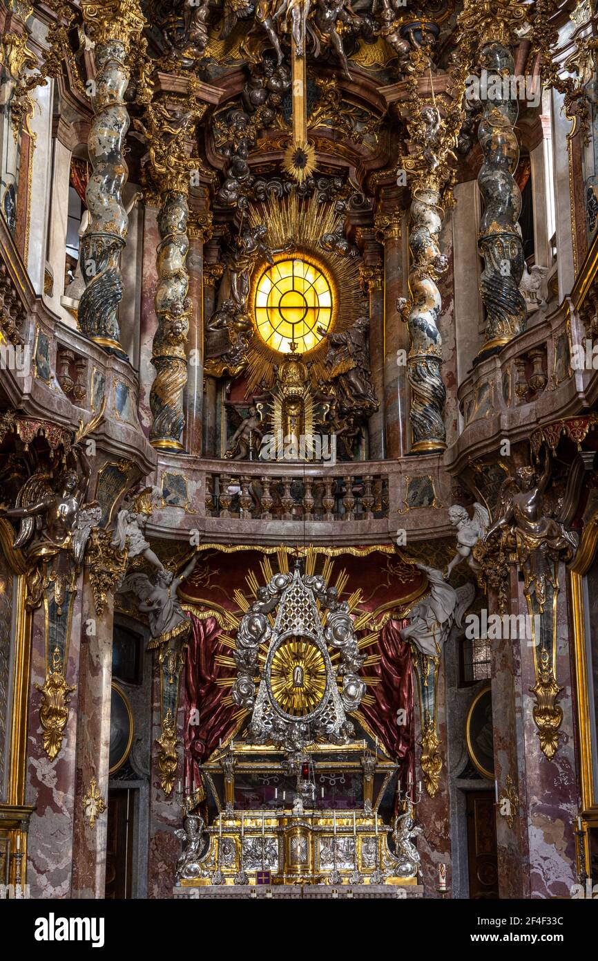 Interior of the baroque Asam Church, Asamkirche in Munich, Bavaria ...