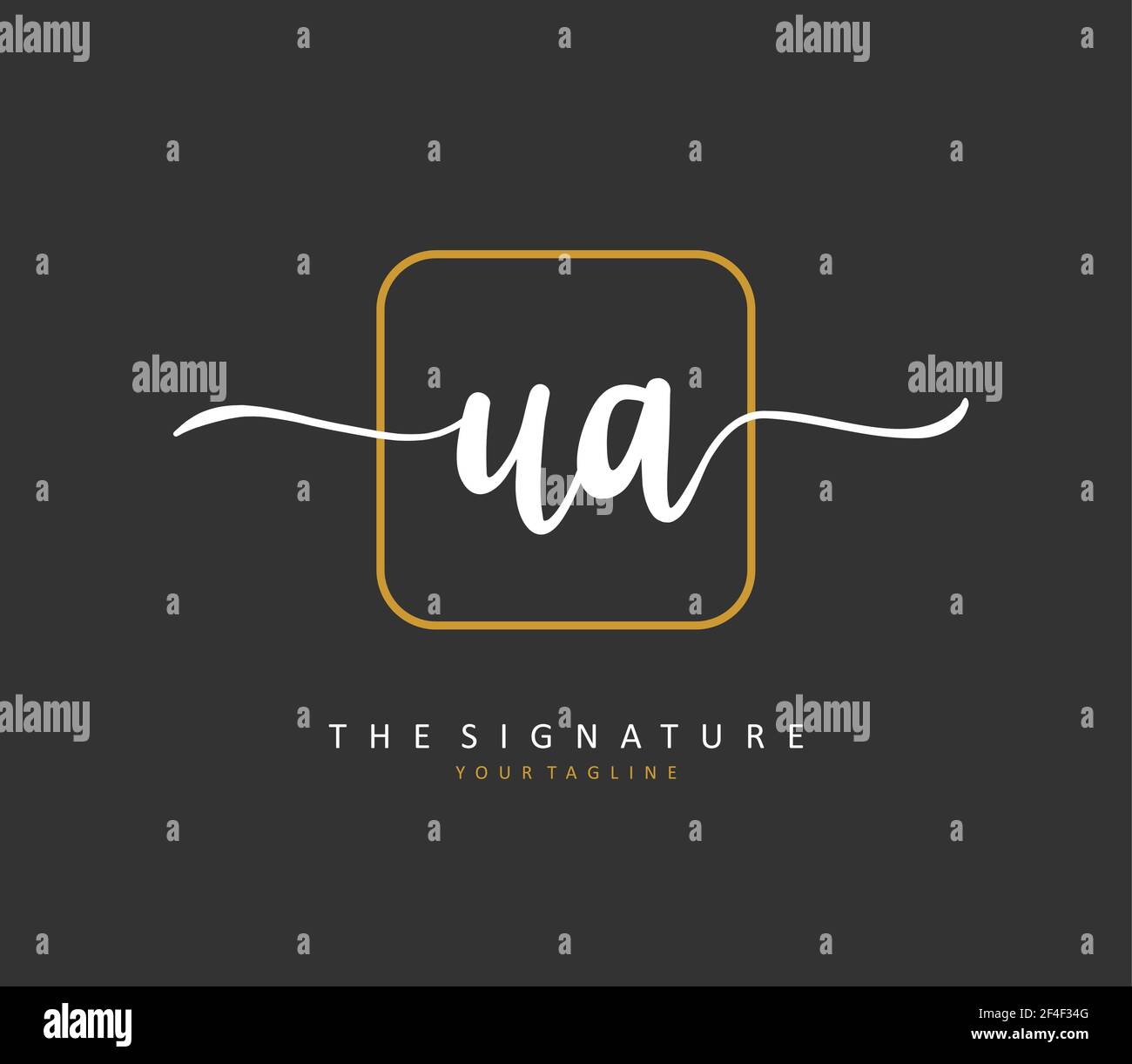 U A UA Initial letter handwriting and signature logo. A concept ...