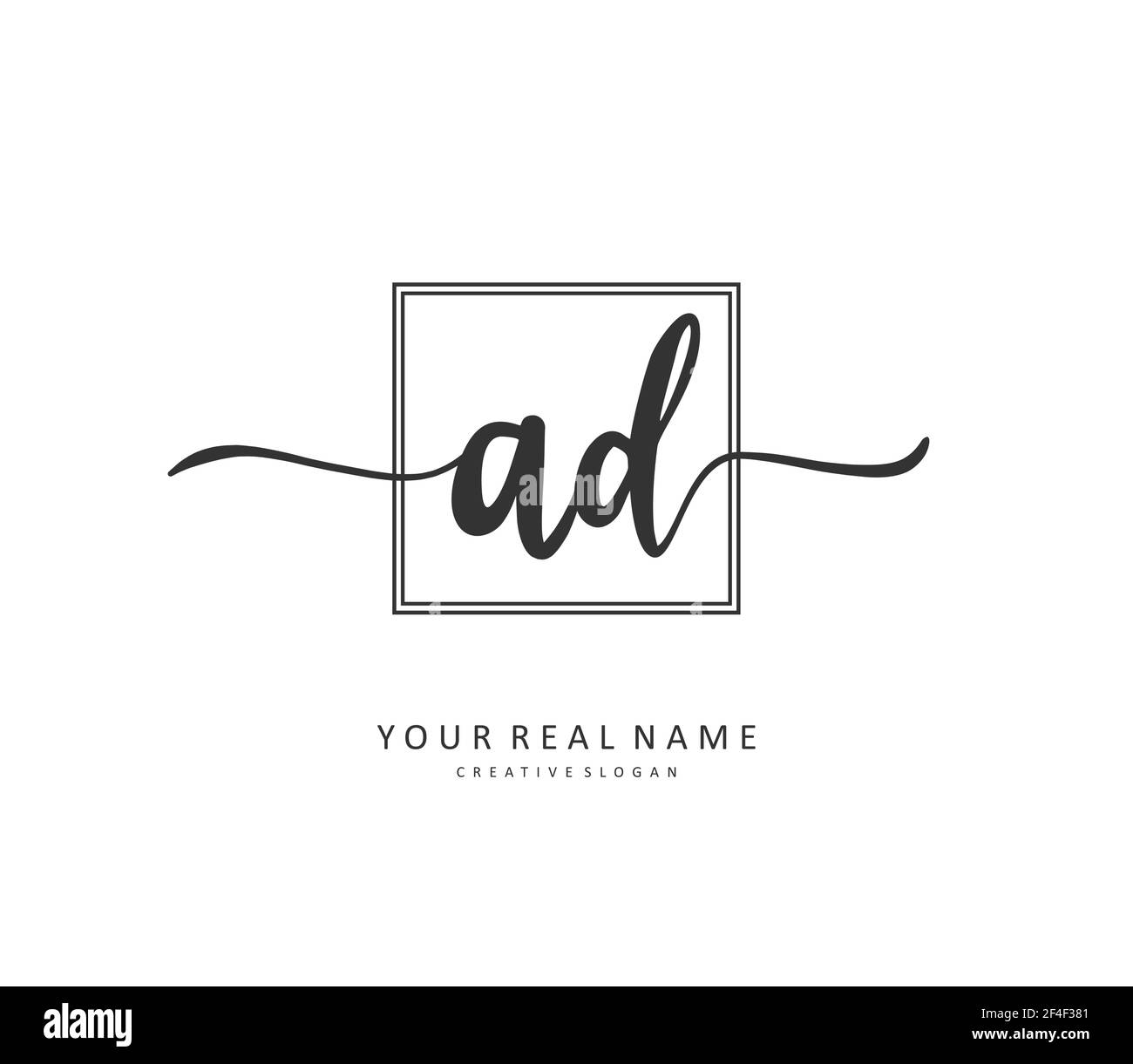 AD Initial letter handwriting and signature logo. A concept handwriting ...