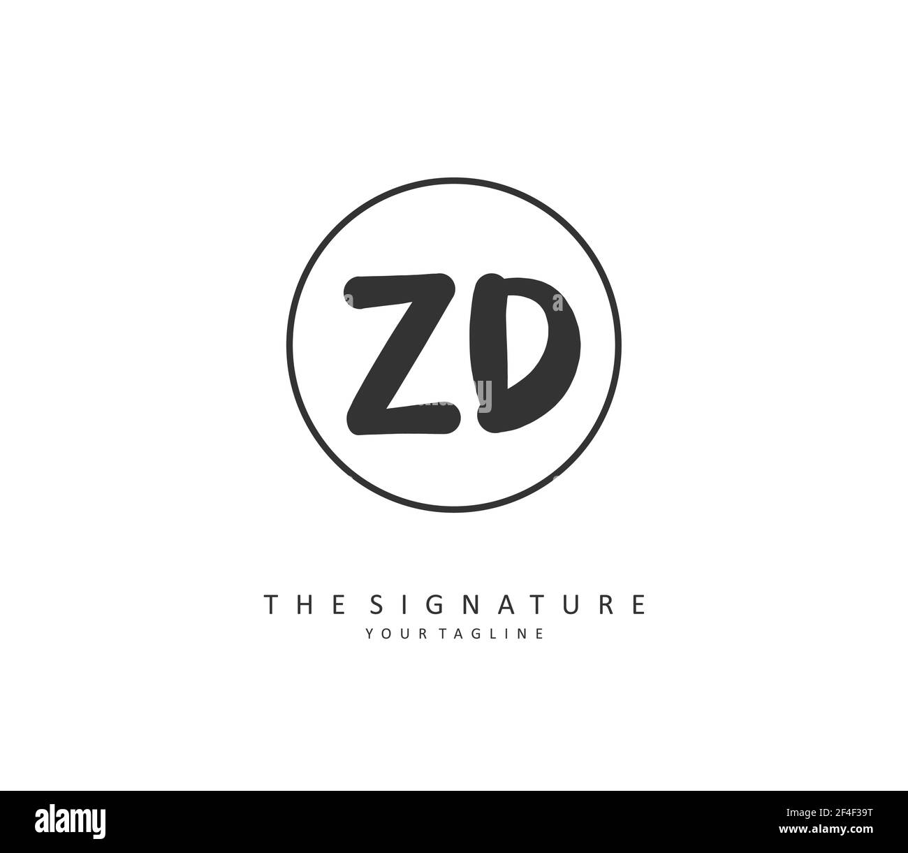 ZD Initial letter handwriting and signature logo. A concept handwriting ...