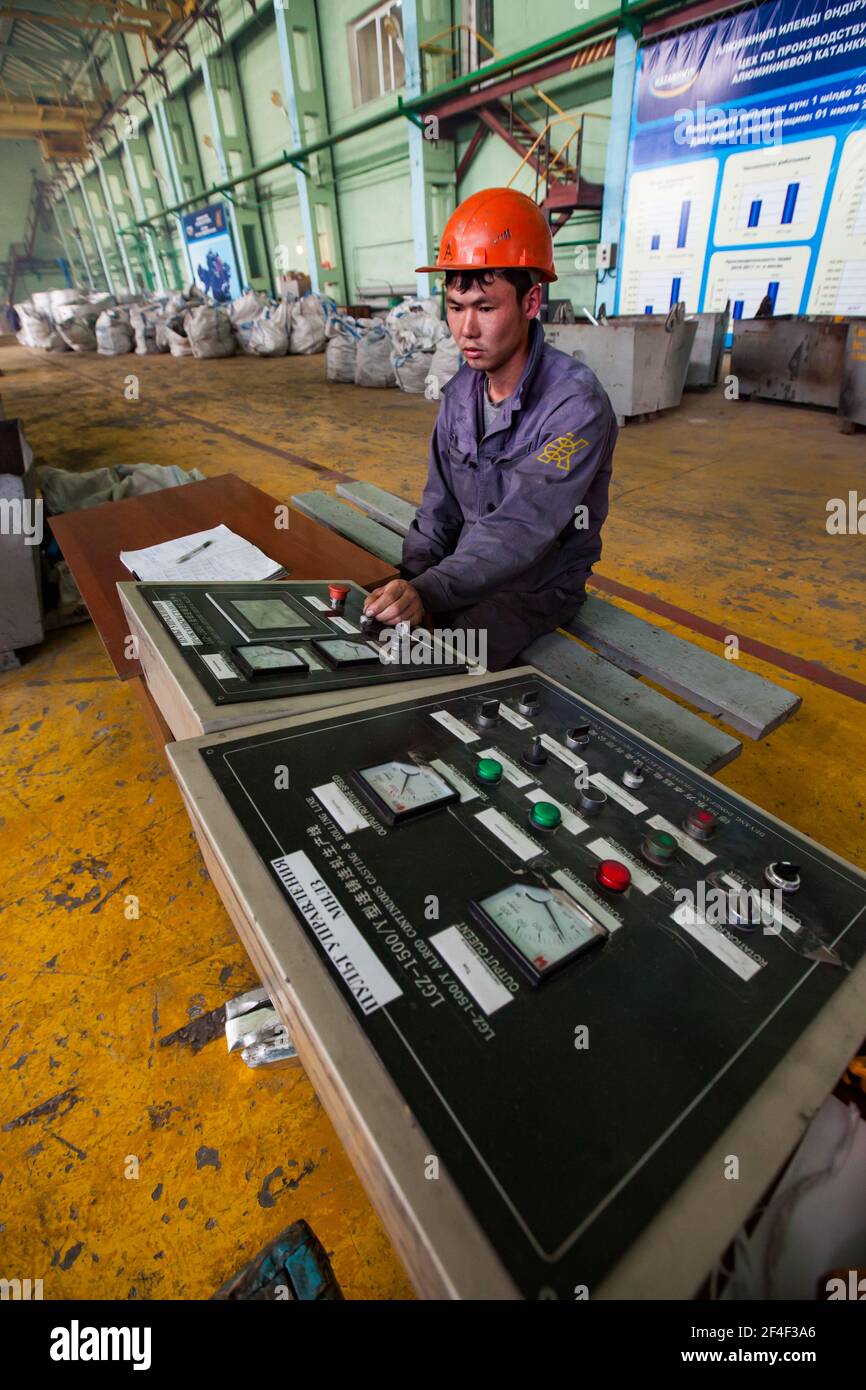 Pavlodar, Kazakhstan - May 29 2012: Aluminium wire rod and cables plant ...