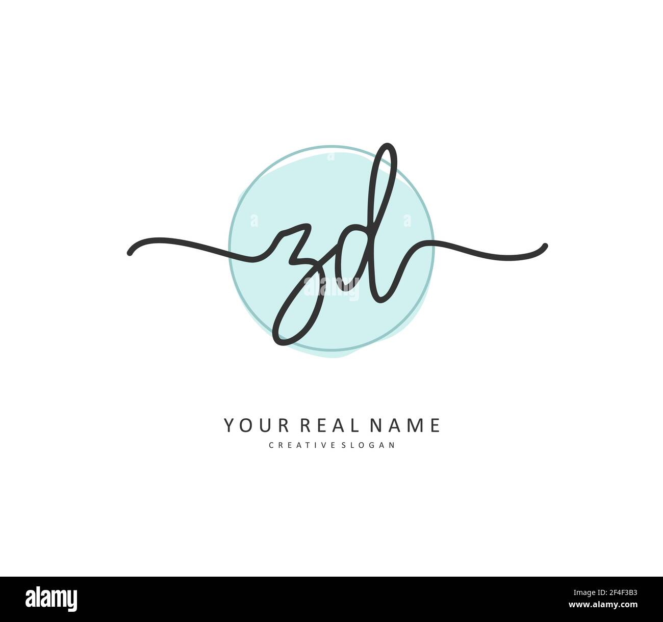 ZD Initial letter handwriting and signature logo. A concept handwriting ...