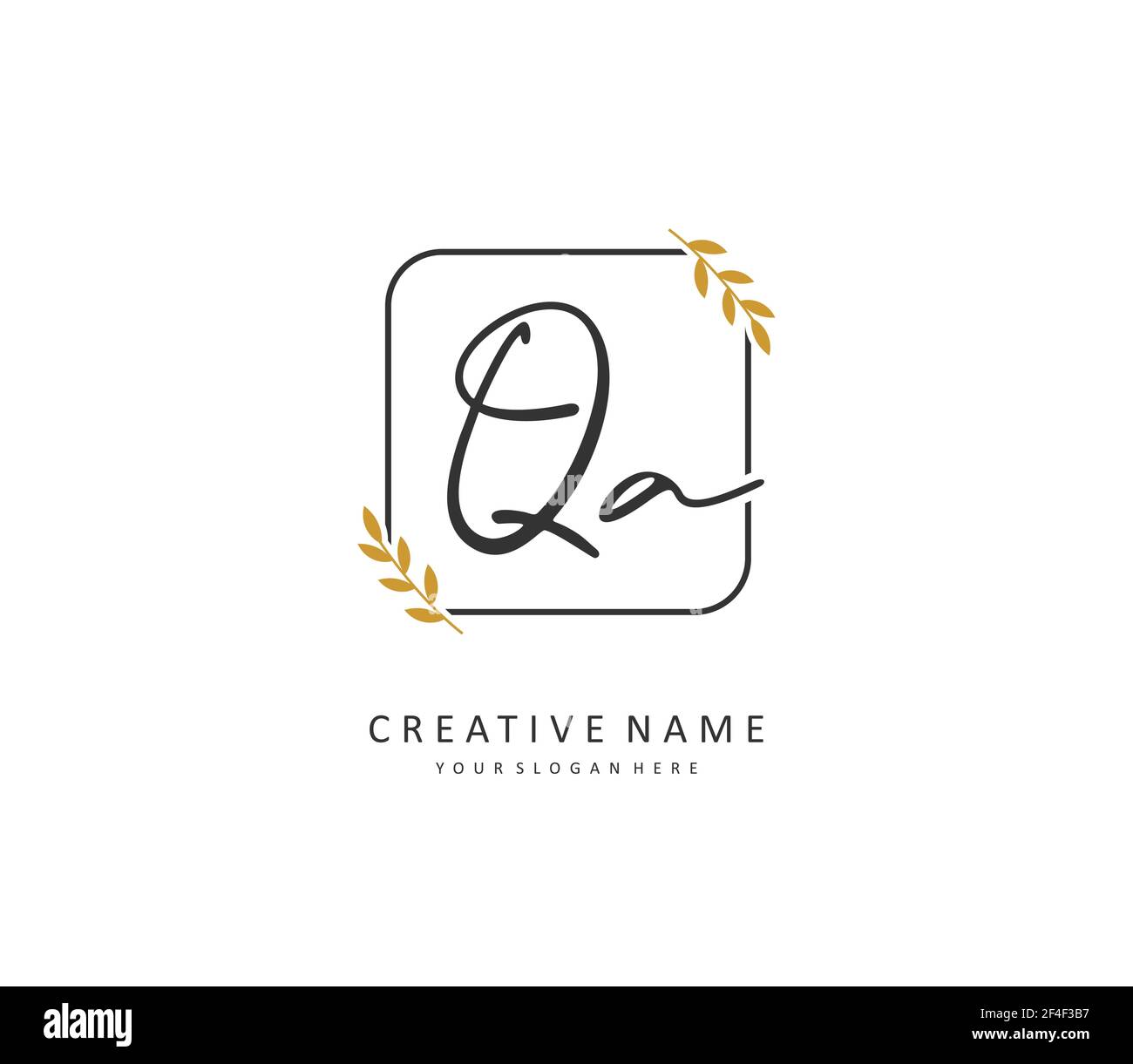 Q A QA Initial letter handwriting and signature logo. A concept ...