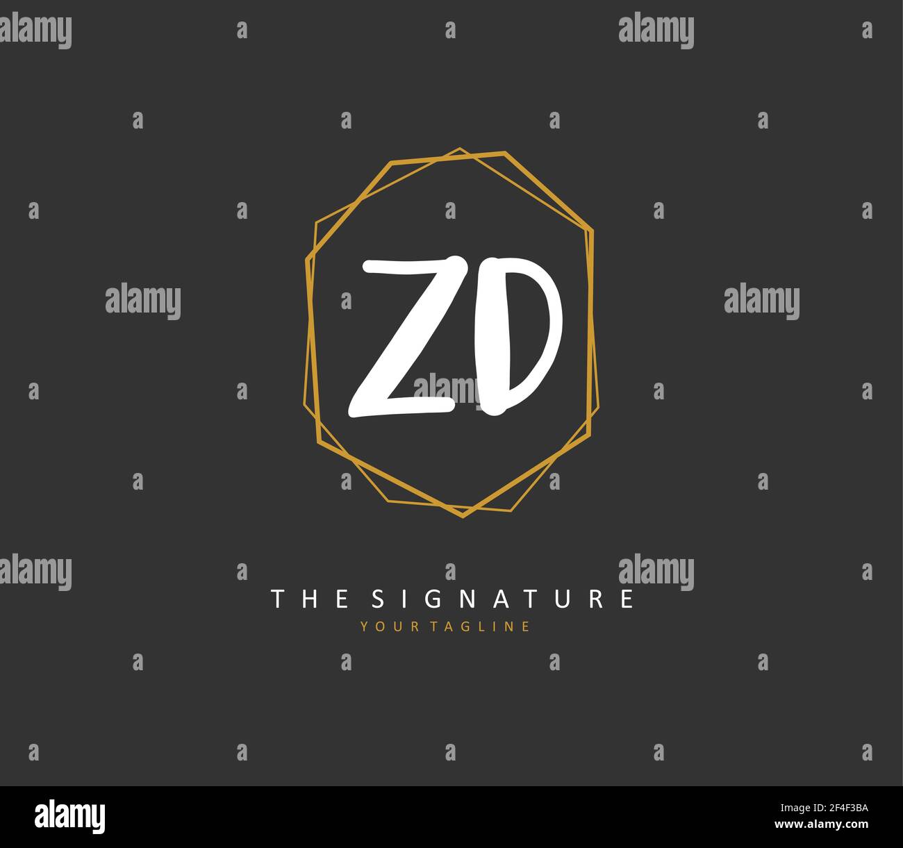 ZD Initial letter handwriting and signature logo. A concept handwriting ...