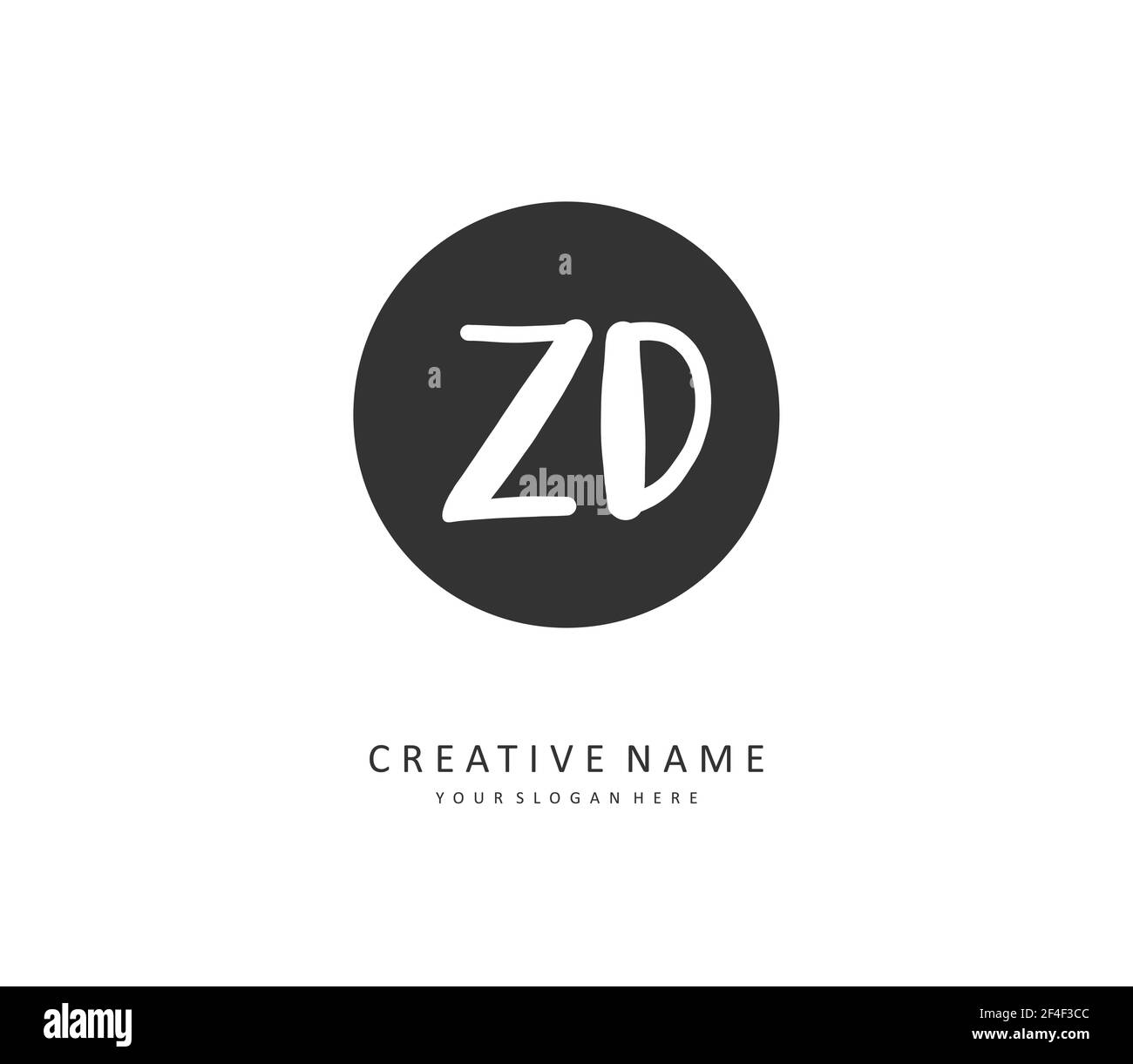 ZD Initial letter handwriting and signature logo. A concept handwriting ...