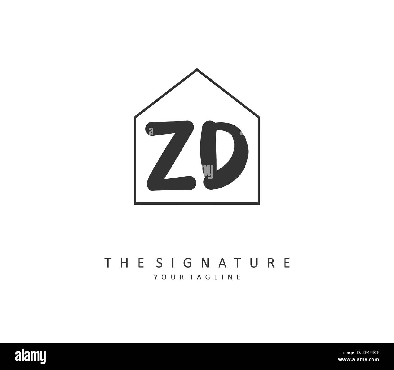 ZD Initial letter handwriting and signature logo. A concept handwriting ...