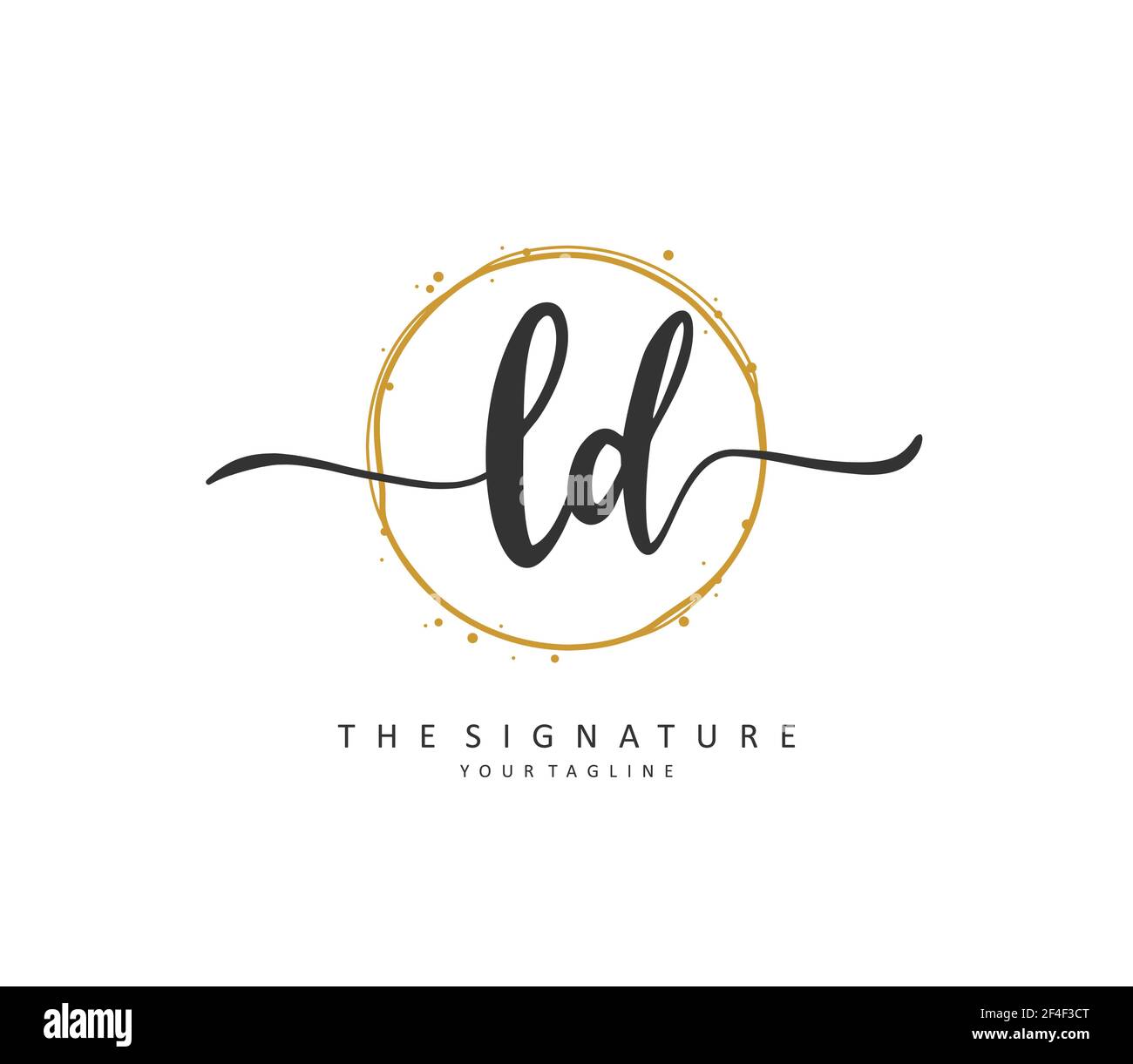 LD Initial letter handwriting and signature logo. A concept handwriting ...