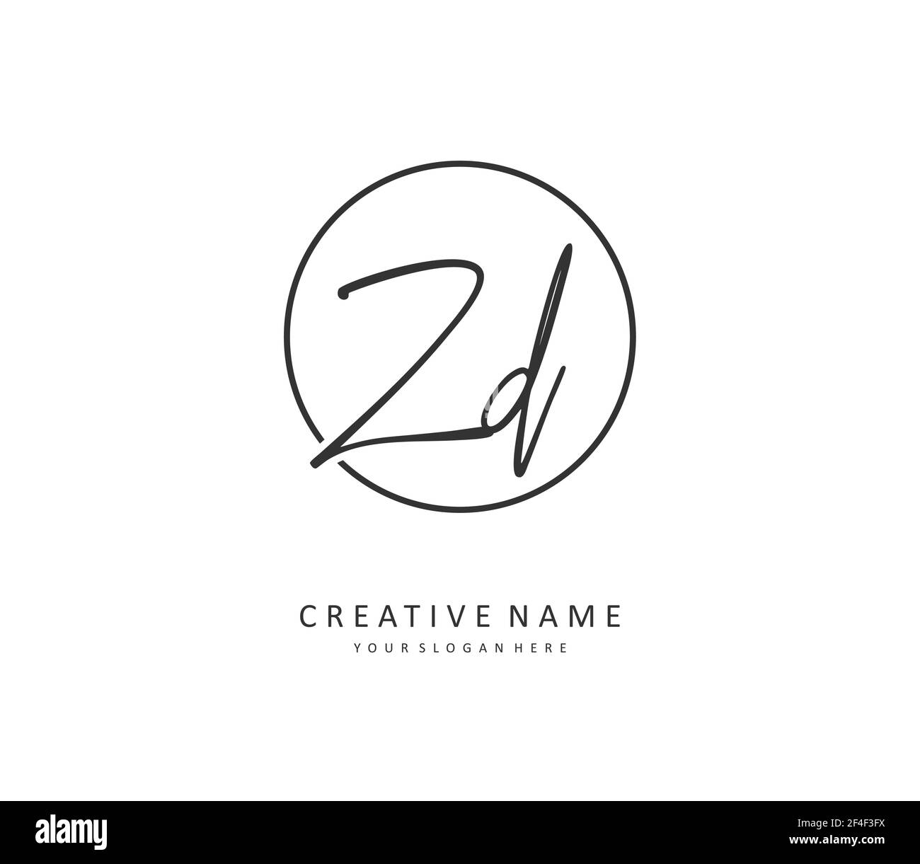 ZD Initial letter handwriting and signature logo. A concept handwriting ...