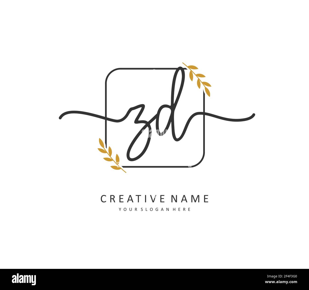 ZD Initial letter handwriting and signature logo. A concept handwriting ...