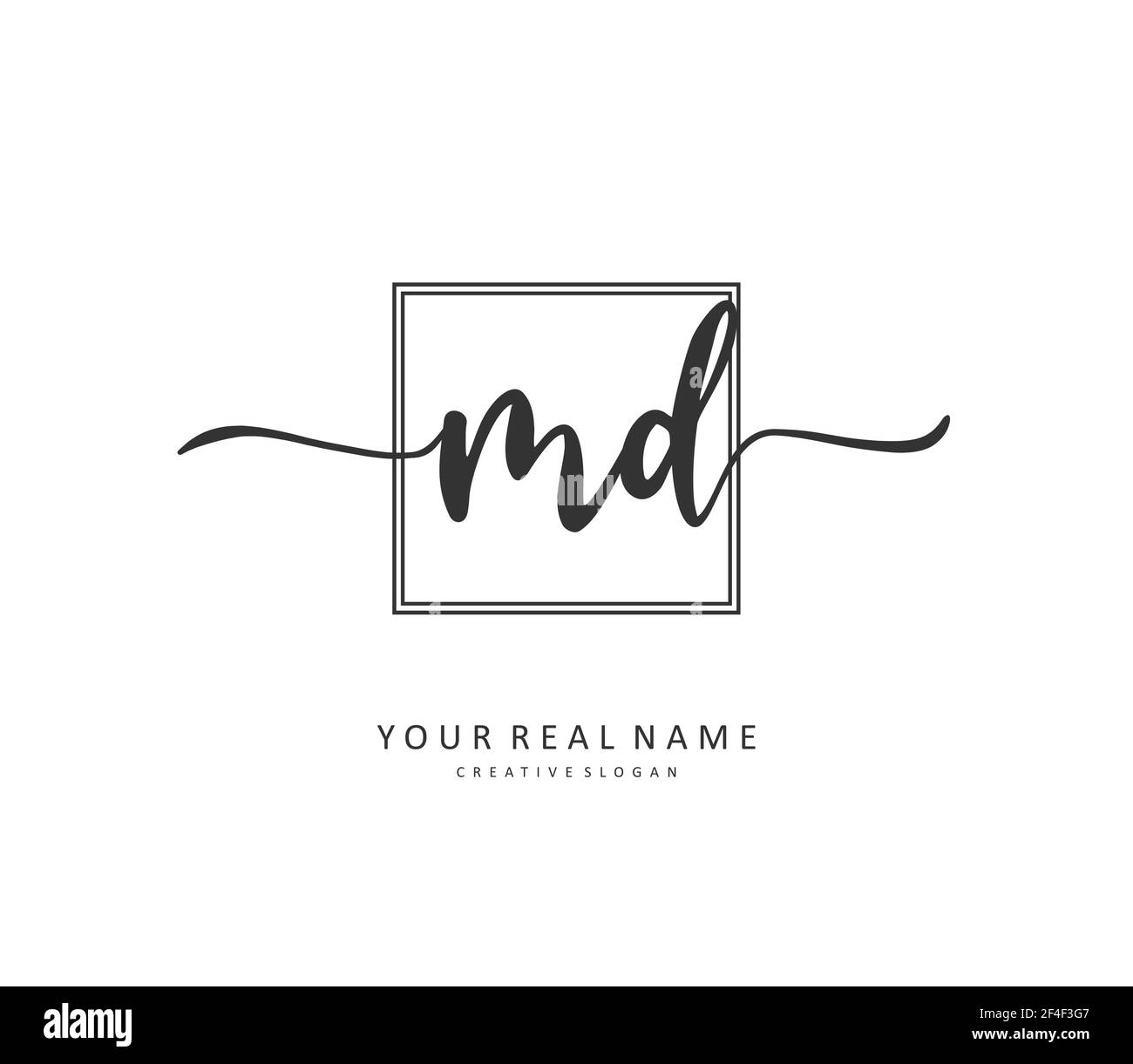 MD Initial letter handwriting and signature logo. A concept handwriting ...