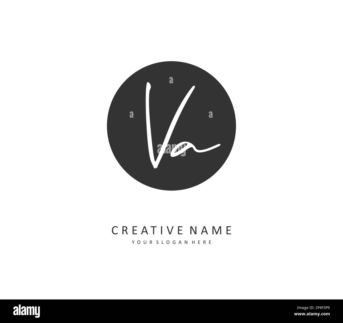 V A VA Initial letter handwriting and signature logo. A concept ...