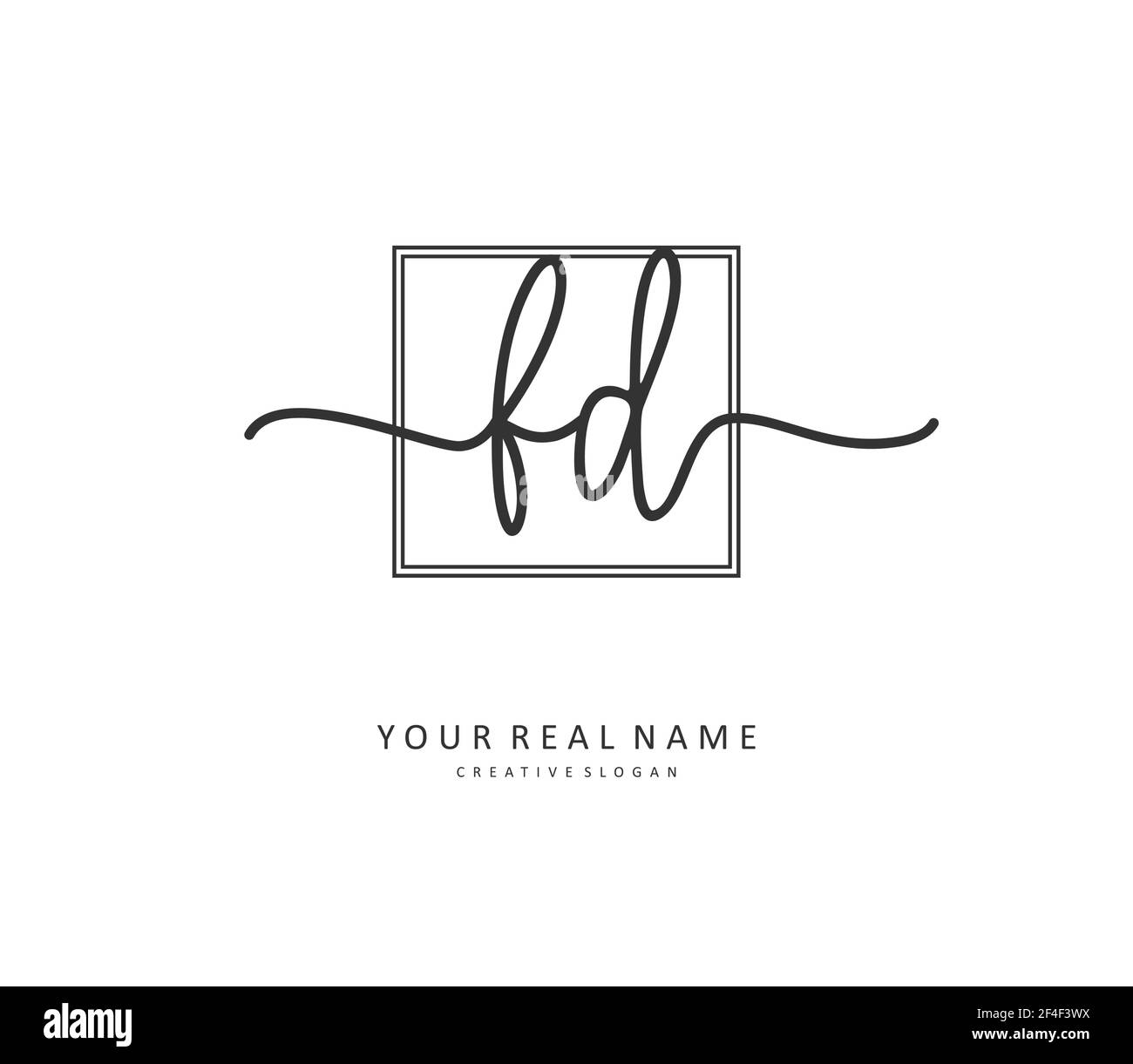 FD Initial letter handwriting and signature logo. A concept handwriting ...