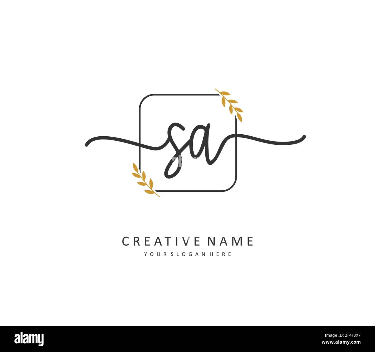 SA Initial letter handwriting and signature logo. A concept handwriting initial logo with ...