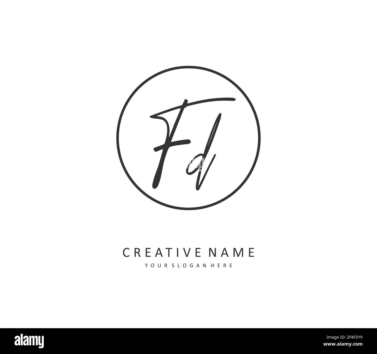 FD Initial letter handwriting and signature logo. A concept handwriting ...