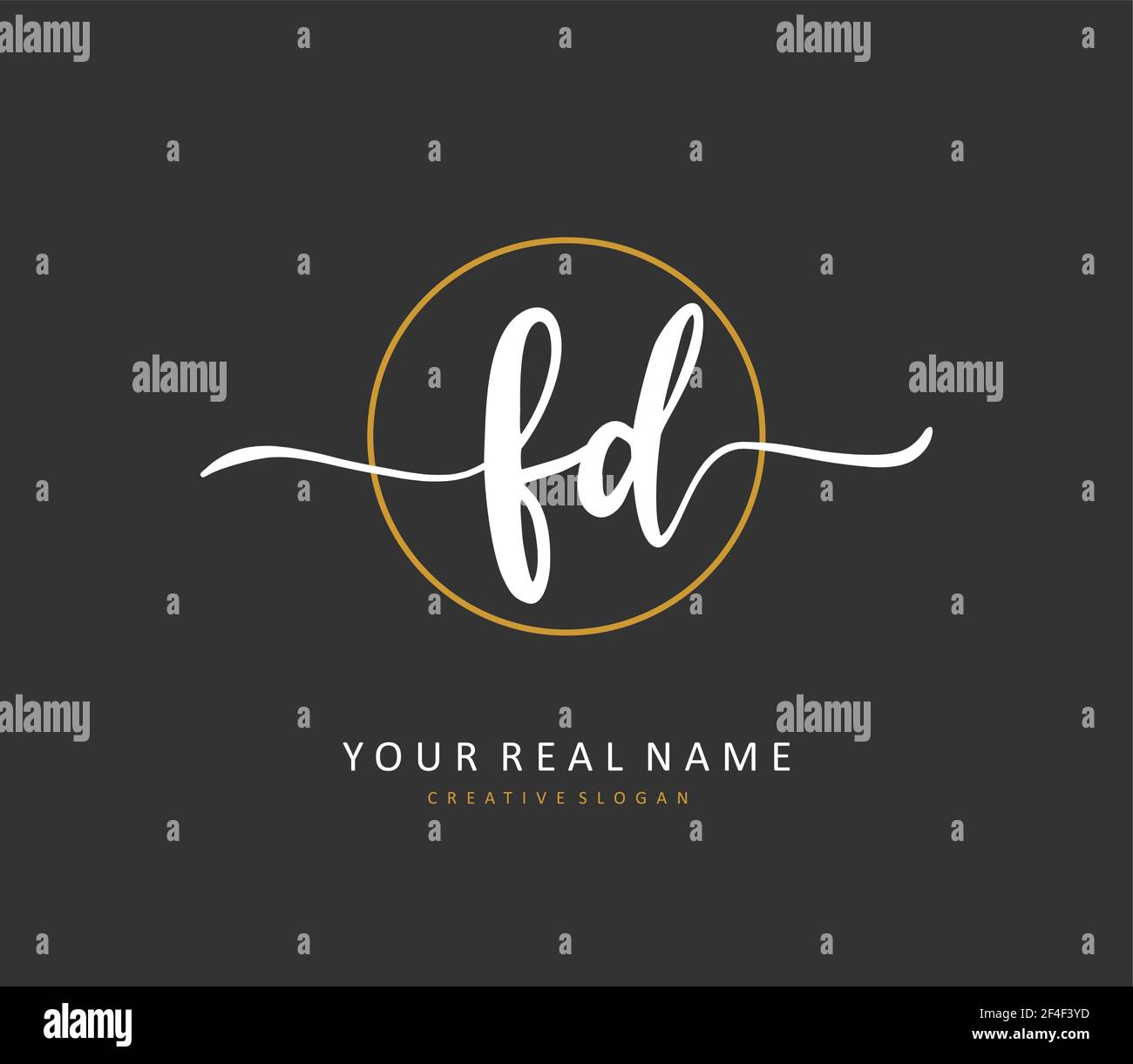 FD Initial letter handwriting and signature logo. A concept handwriting ...