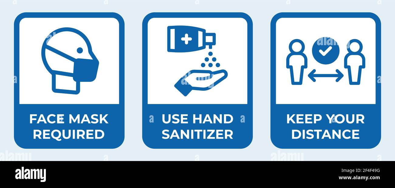 Coronavirus Prevention Icon Vector set for covid-19 pandemic. Blue ...