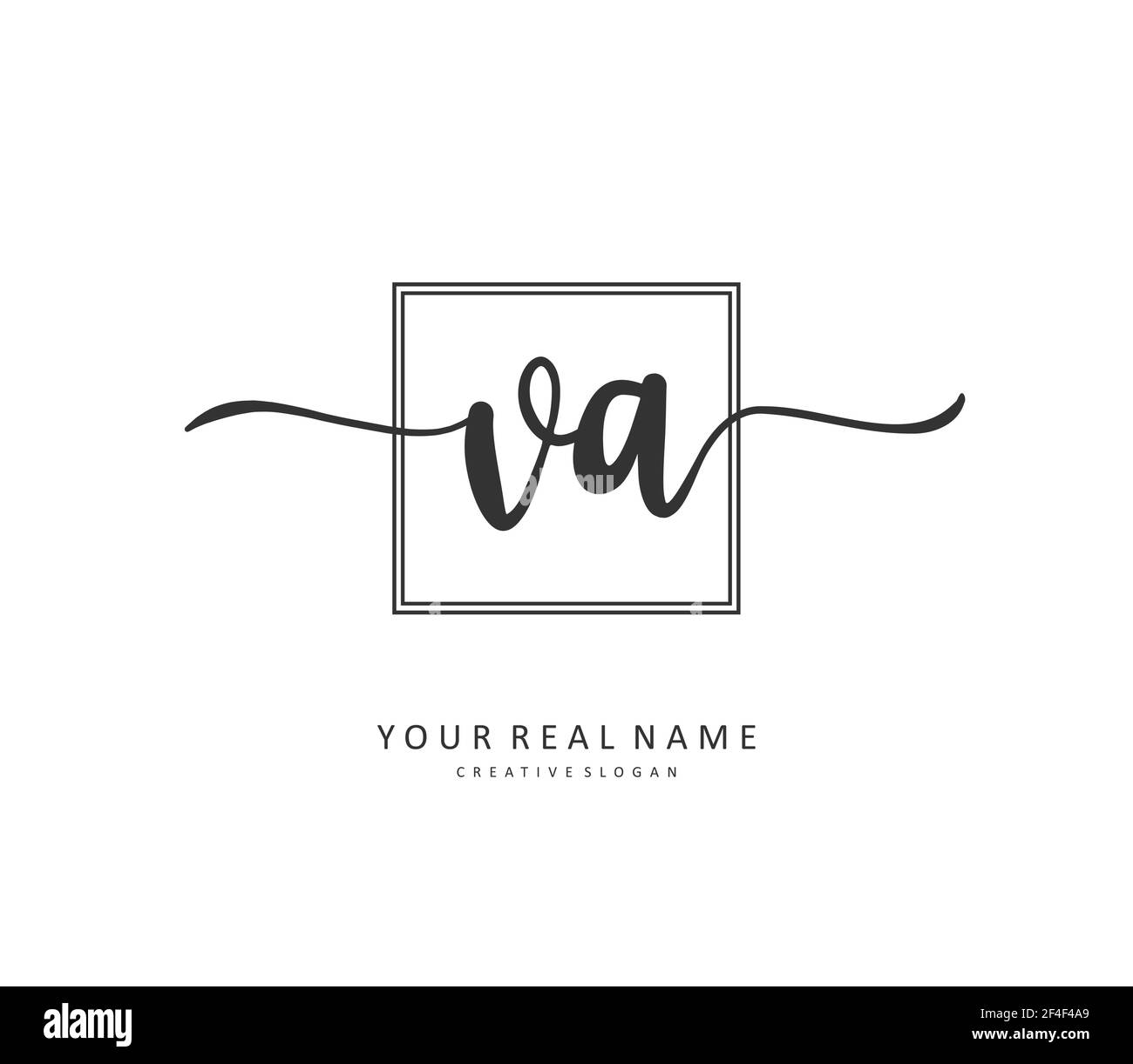 V A VA Initial letter handwriting and signature logo. A concept ...