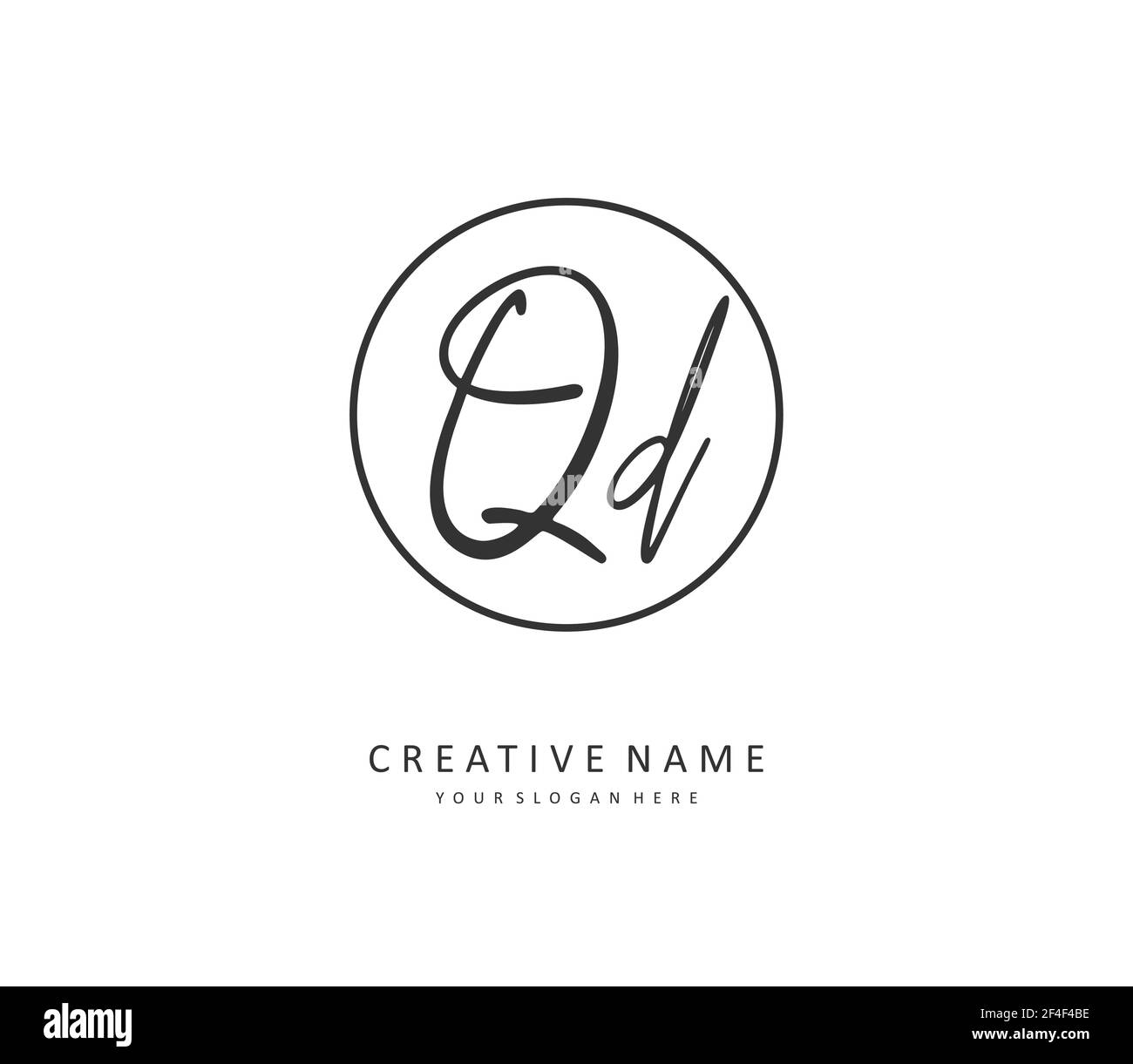 QD Initial letter handwriting and signature logo. A concept handwriting ...