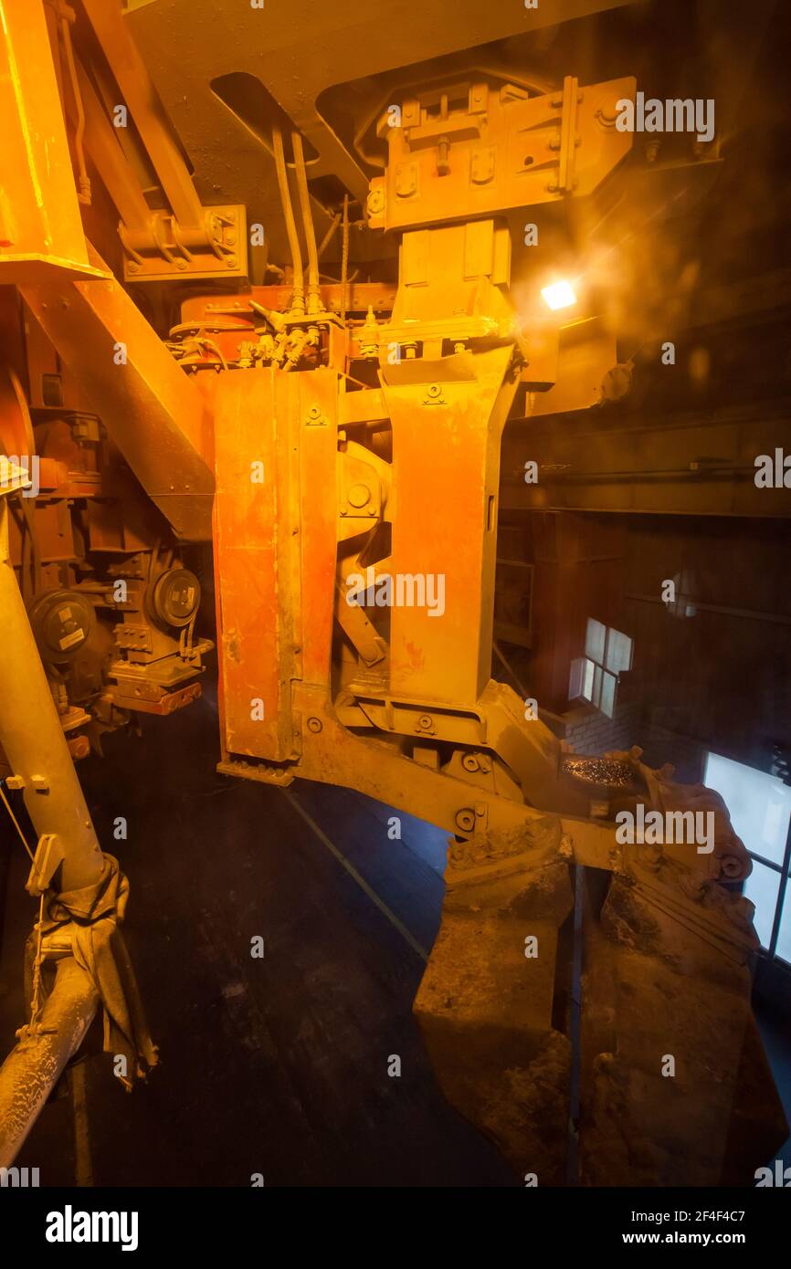 Pavlodar, Kazakhstan - May 05 2012: Aluminum electrolysis plant. Slag ...