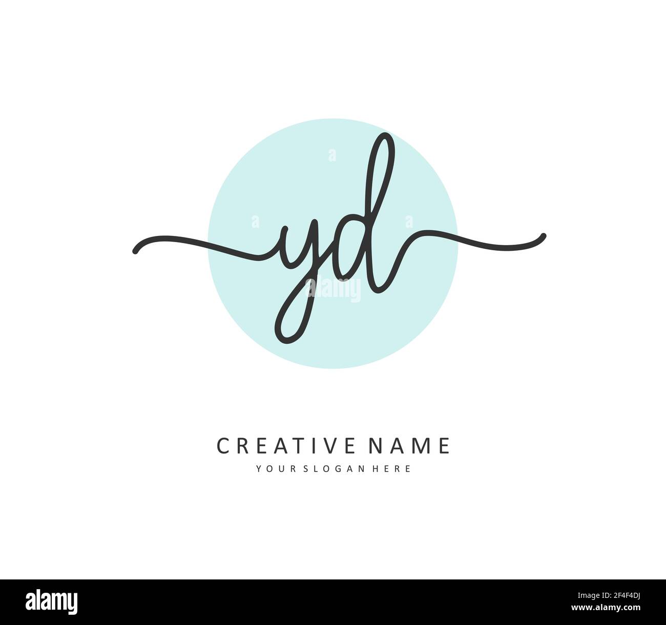 YD Initial letter handwriting and signature logo. A concept handwriting ...