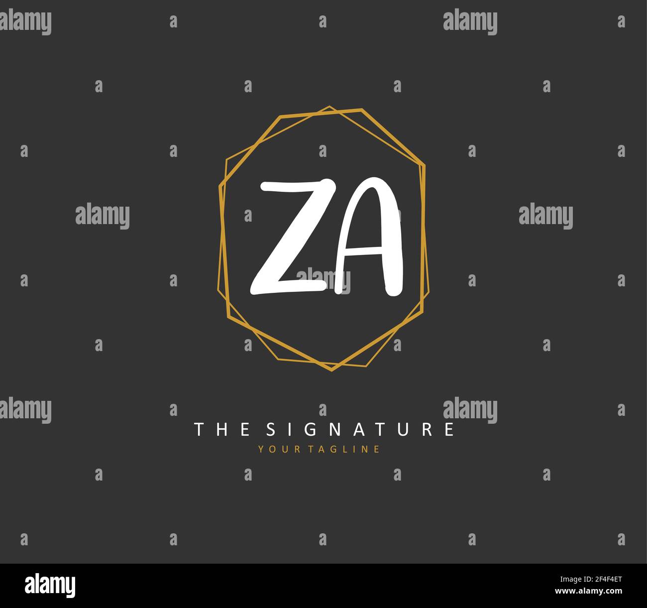Z A ZA Initial letter handwriting and signature logo. A concept ...