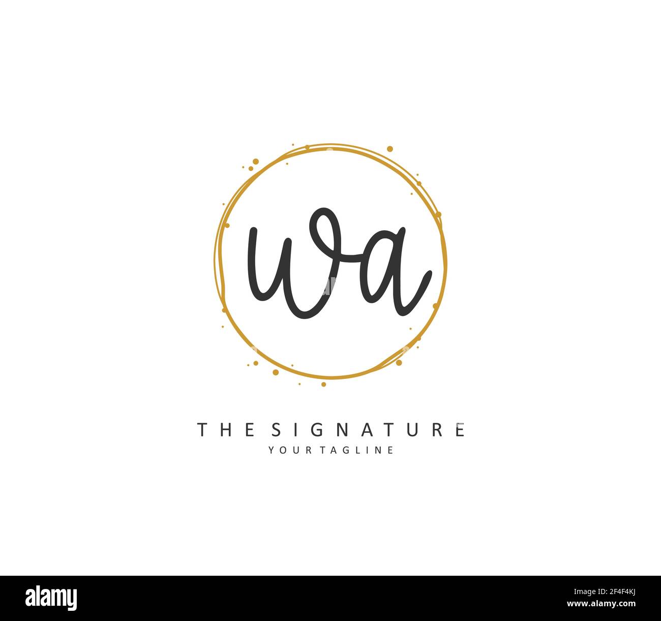 W A WA Initial letter handwriting and signature logo. A concept ...