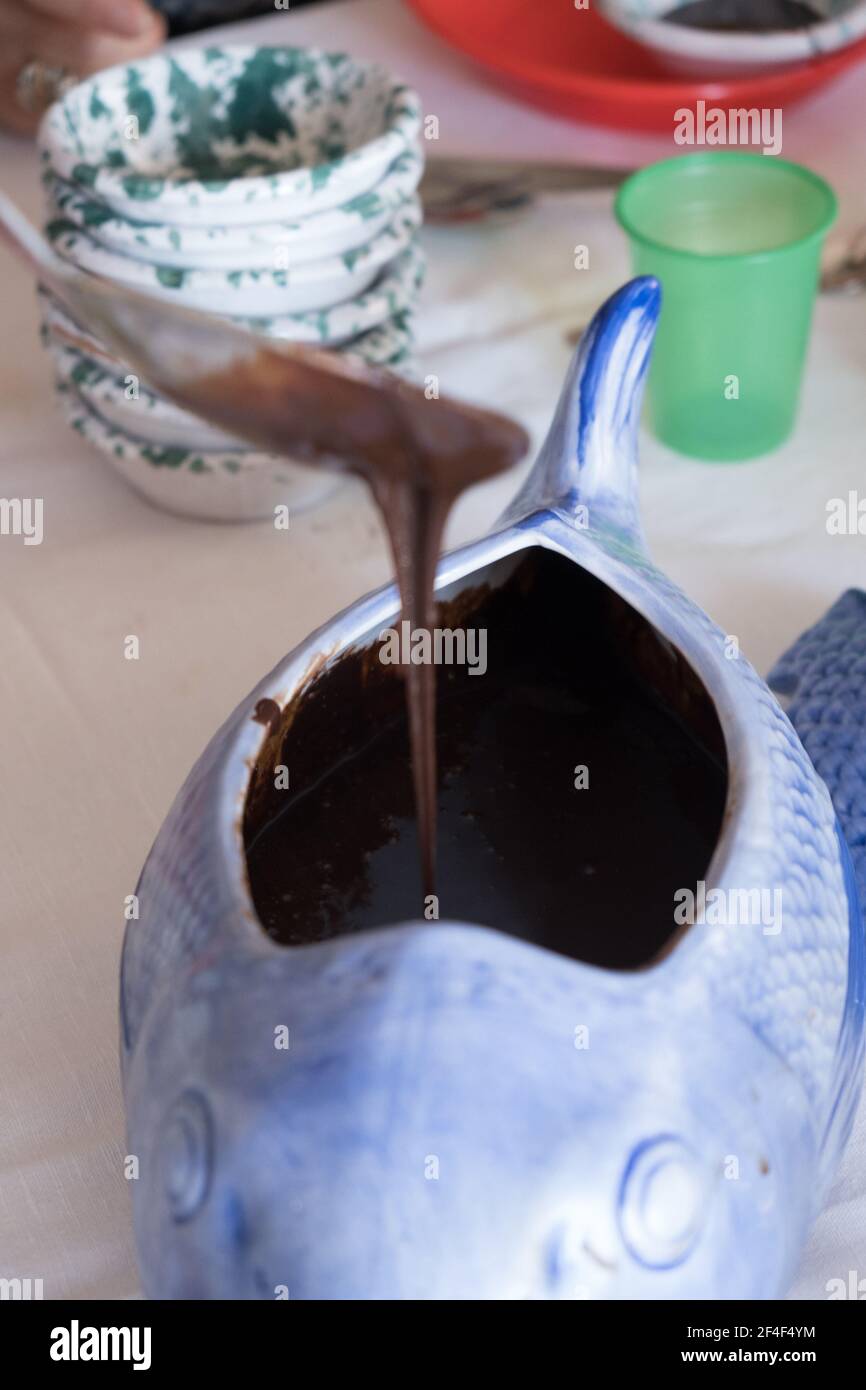 Sanguinaccio traditional neapolitan carnival cream, made with chocolate ...