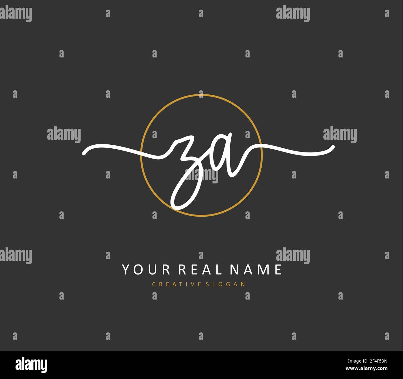 Z A ZA Initial letter handwriting and signature logo. A concept ...