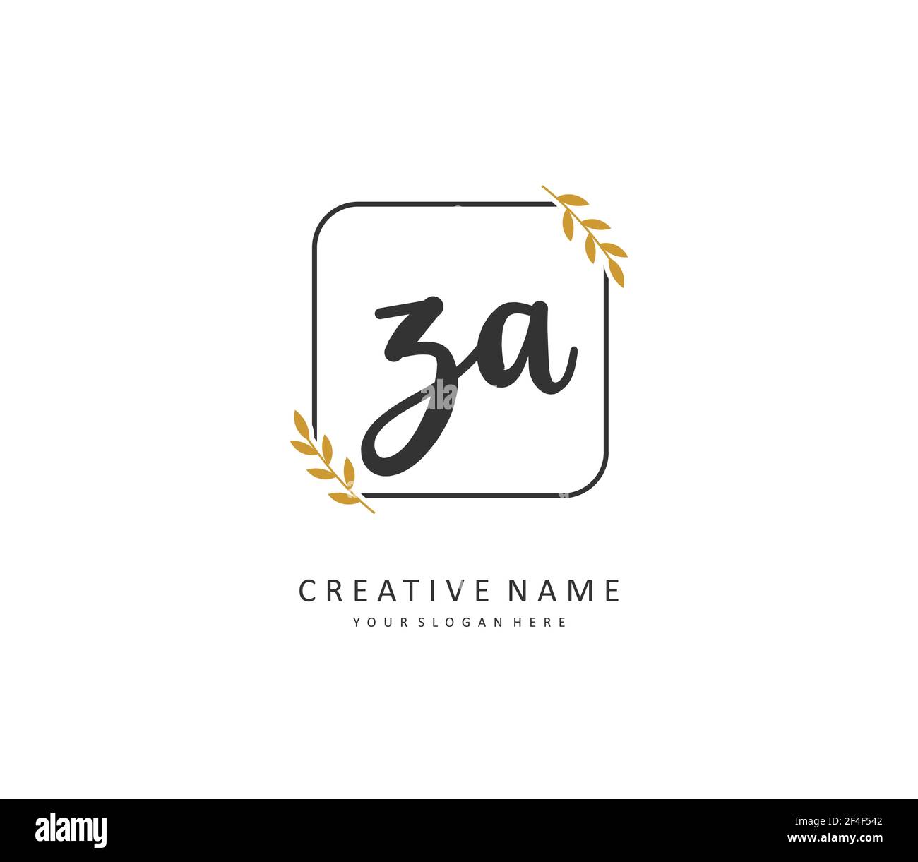 Z A ZA Initial letter handwriting and signature logo. A concept ...