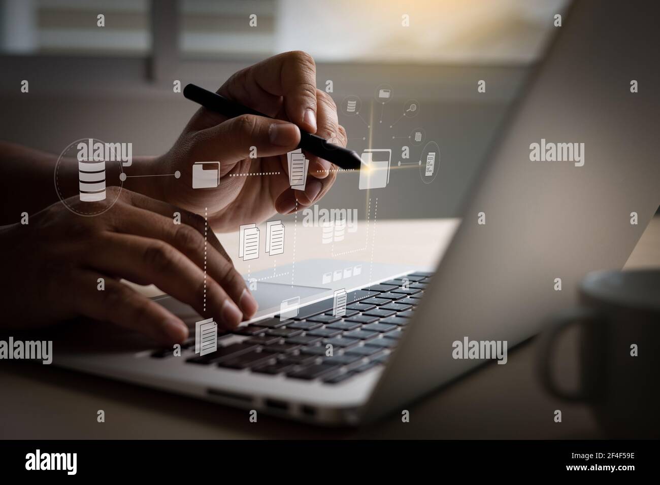 IT working on computer Business processes Document Management System ...