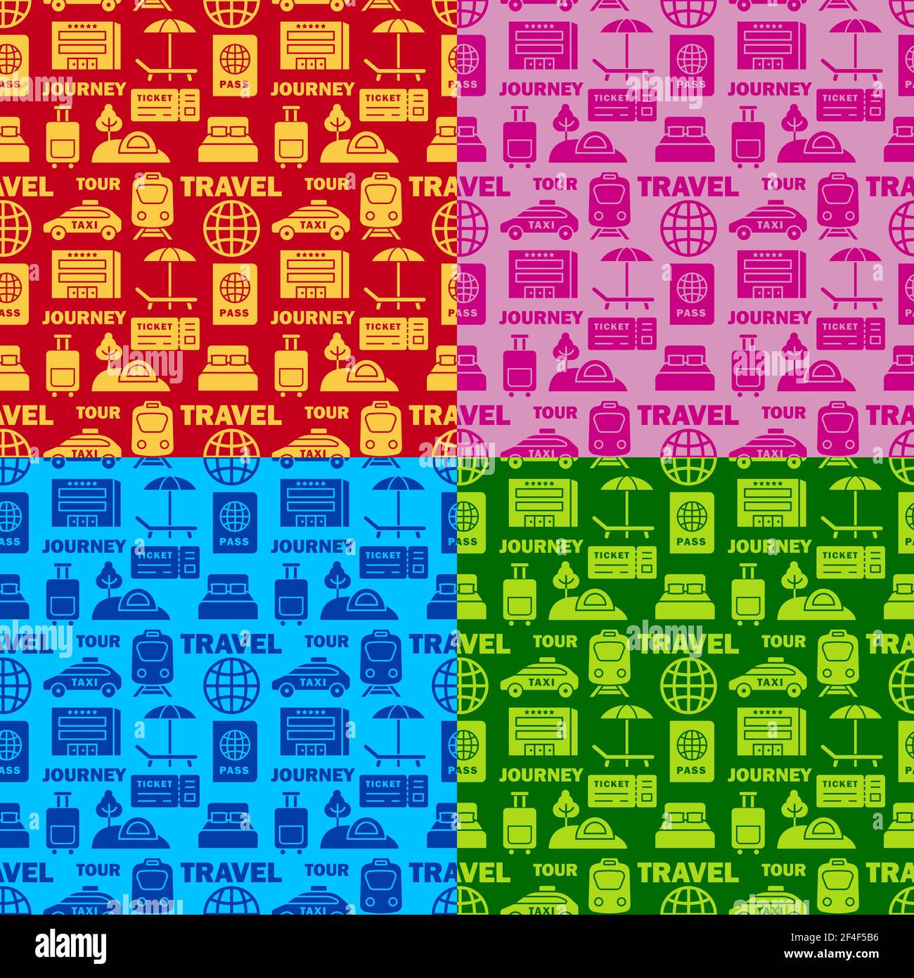 illustration of the travel and journey seamless patterns Stock Vector ...