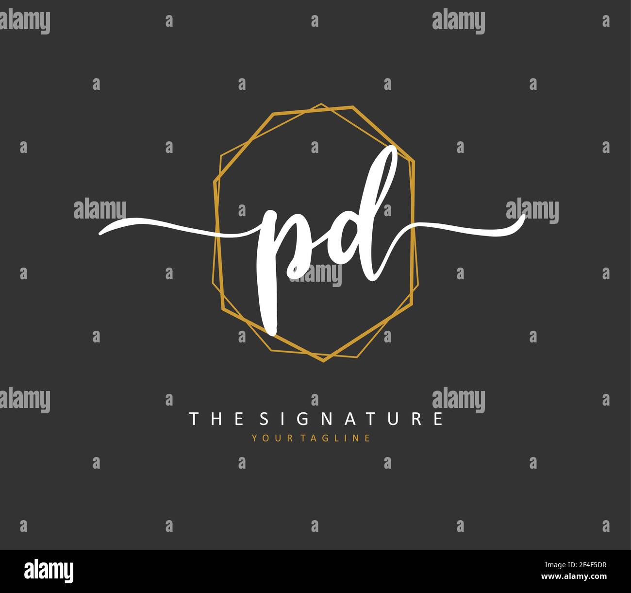 PD Initial letter handwriting and signature logo. A concept handwriting ...