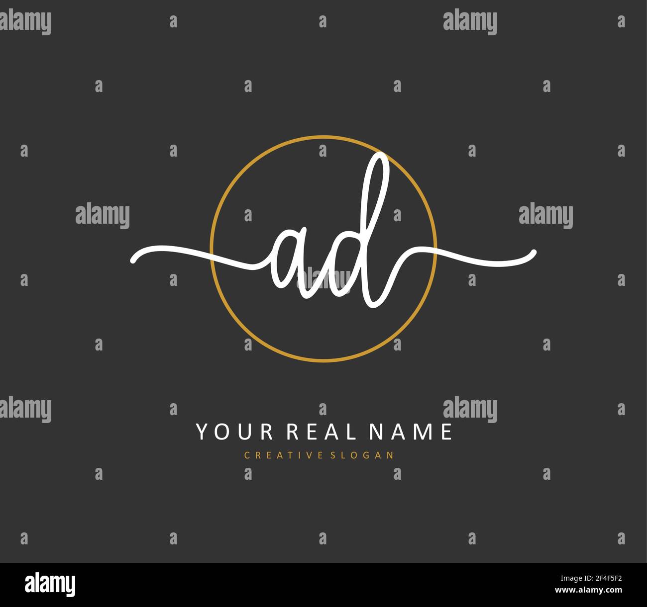 AD Initial letter handwriting and signature logo. A concept handwriting ...