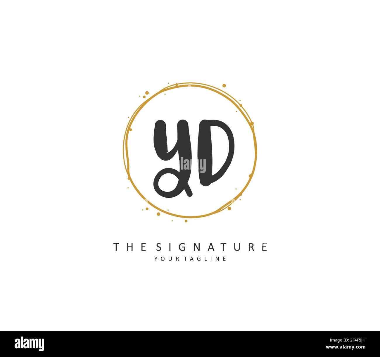 YD Initial letter handwriting and signature logo. A concept handwriting ...