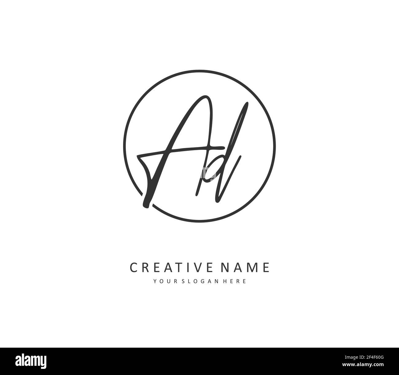 AD Initial letter handwriting and signature logo. A concept handwriting ...