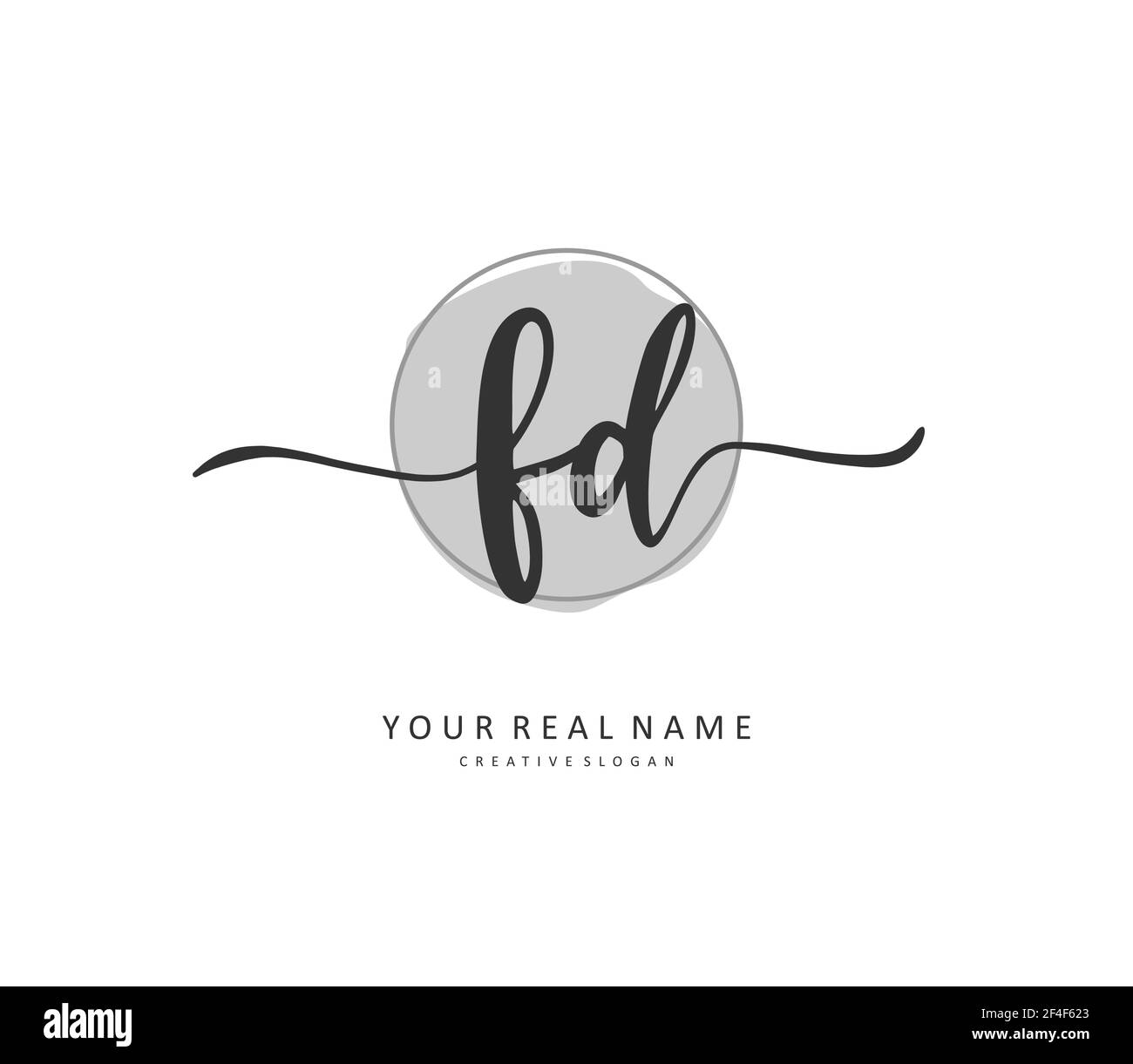 FD Initial letter handwriting and signature logo. A concept handwriting ...