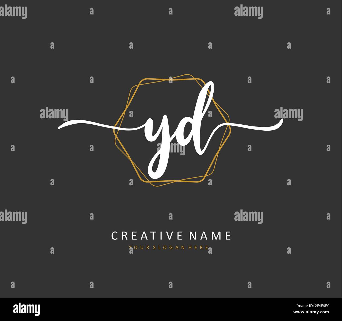YD Initial letter handwriting and signature logo. A concept handwriting ...