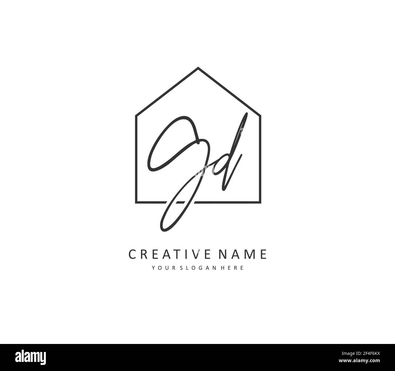 GD Initial letter handwriting and signature logo. A concept handwriting initial logo with ...