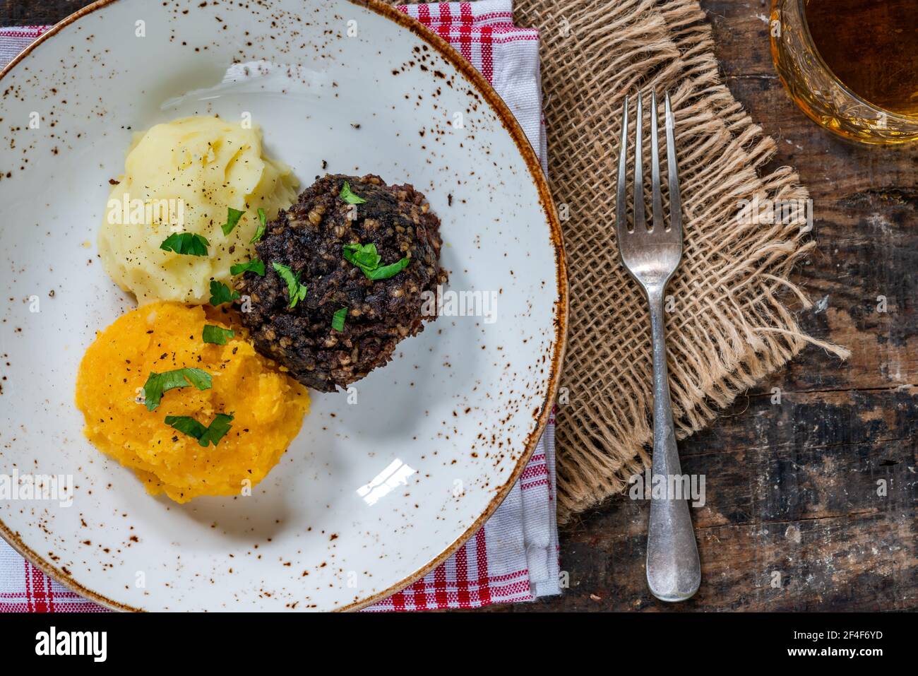 Haggis, neeps and tatties (haggis with turnips and potatoes ...