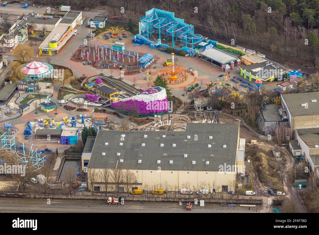 Aerial view, Movie Park Germany, amusement park, Bottrop-Kirchhellen ...