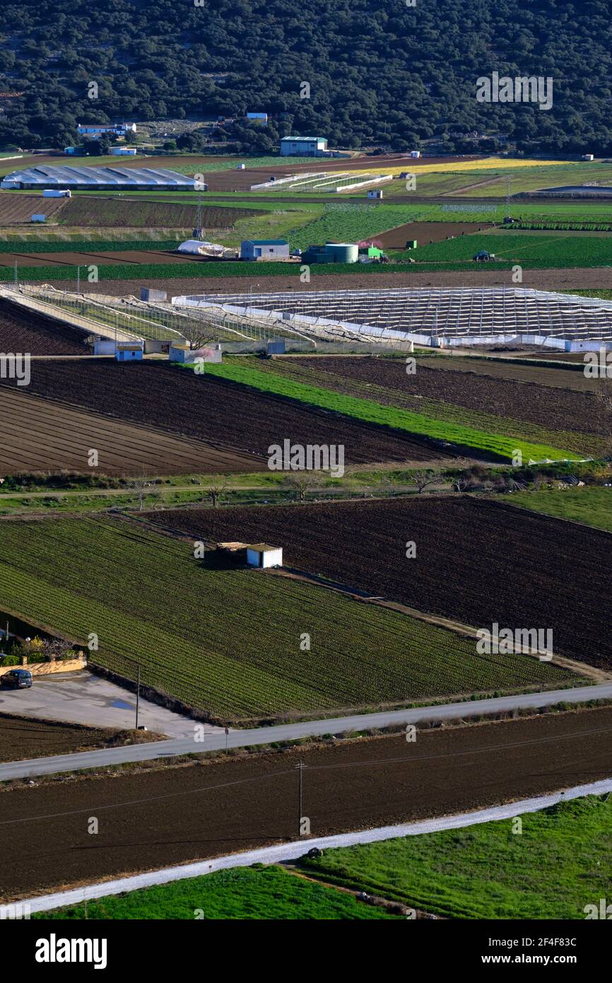 Polje de Zafarraya viewed while hiking the La Cuna trail, Spain, Europe ...