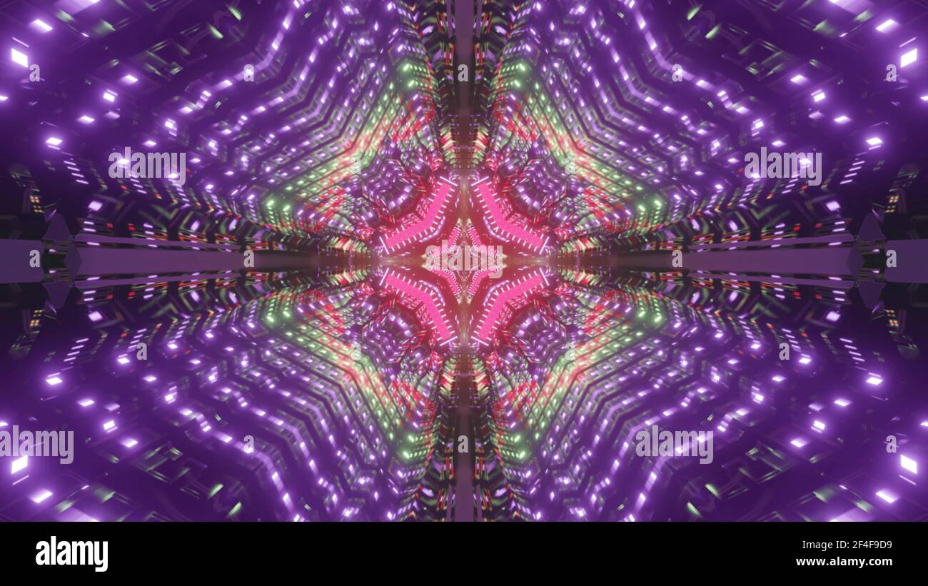 A 3D rendering of a cool rhombus kaleidoscopic futuristic tunnel ...