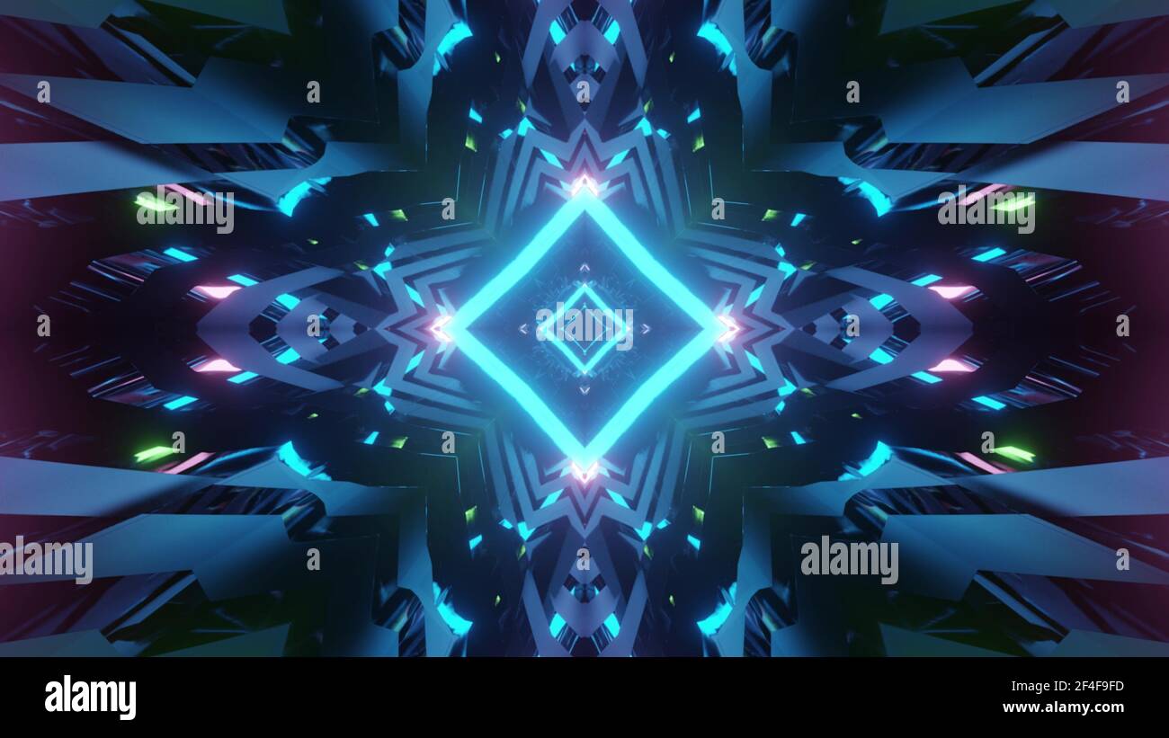 A 3D rendering of a cool rhombus kaleidoscopic futuristic tunnel in ...